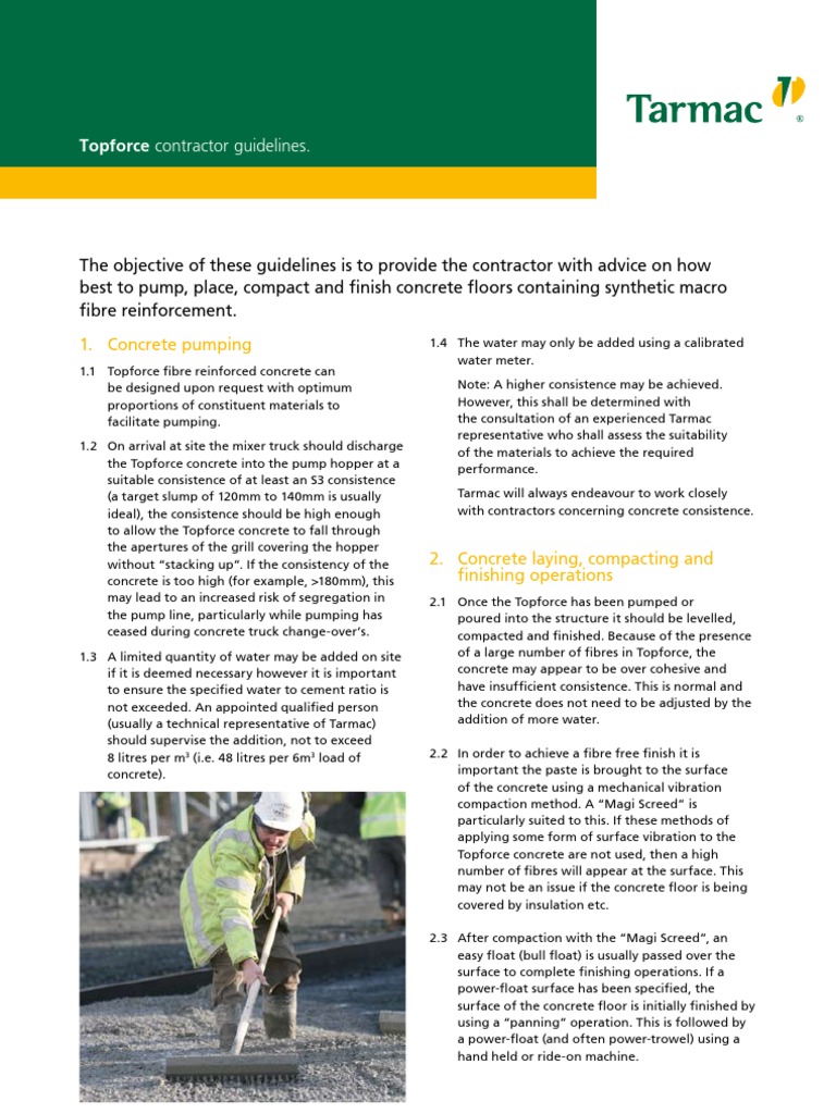 034 069 Tarmac Topforce Contractor Guidelines Sheet | PDF | Structural ...