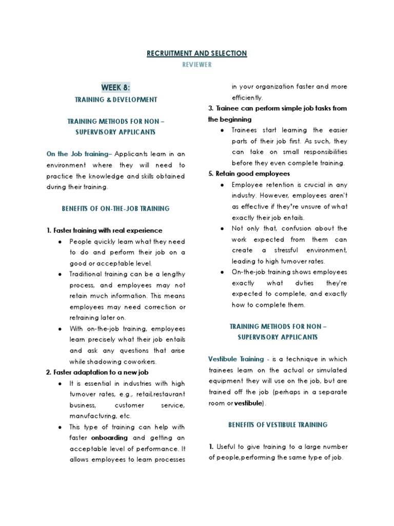 Effective Training Methods for Applicants | PDF | Career & Growth ...
