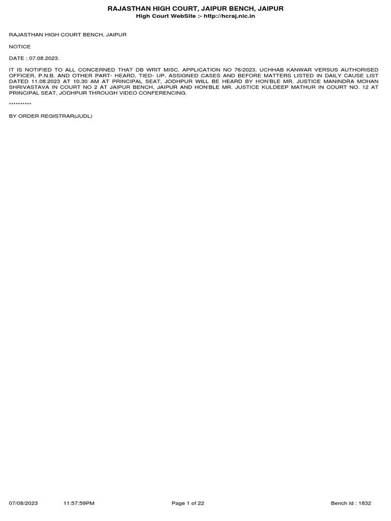 Display Causelist | PDF