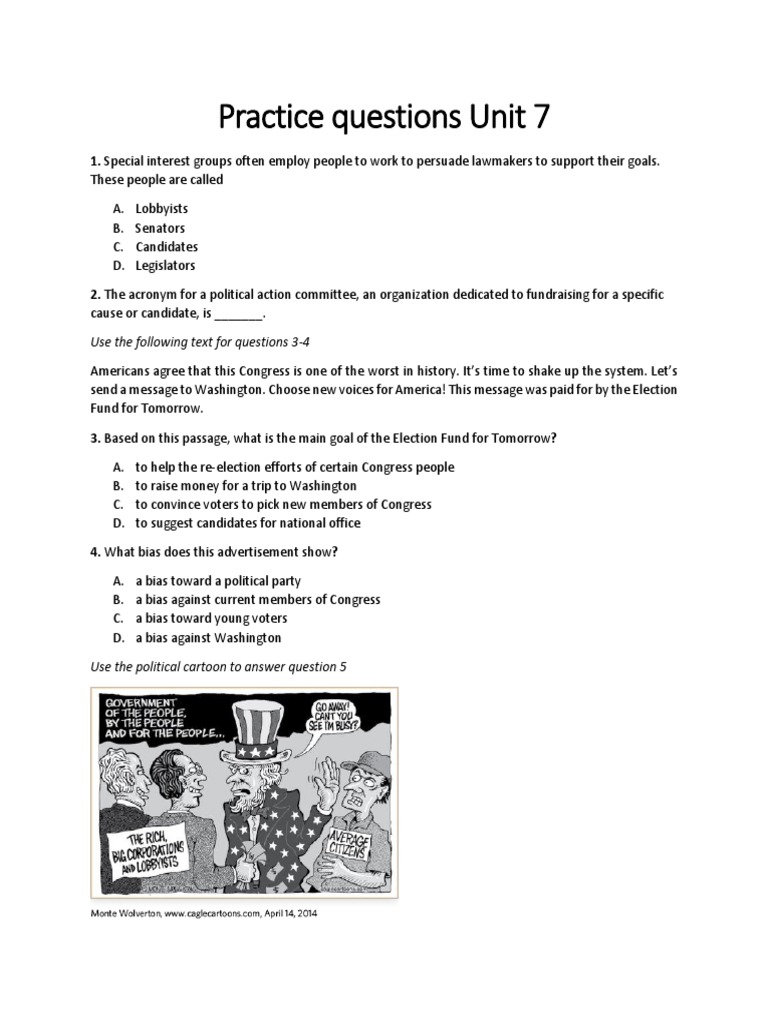 Practice Questions Unit 7 | PDF