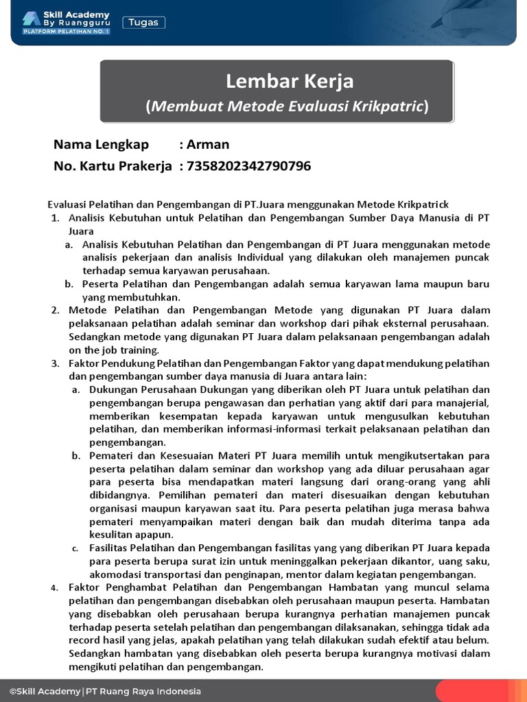 TPM 3 Membuat Metode Evaluasi Krikpatrik-Arman | PDF