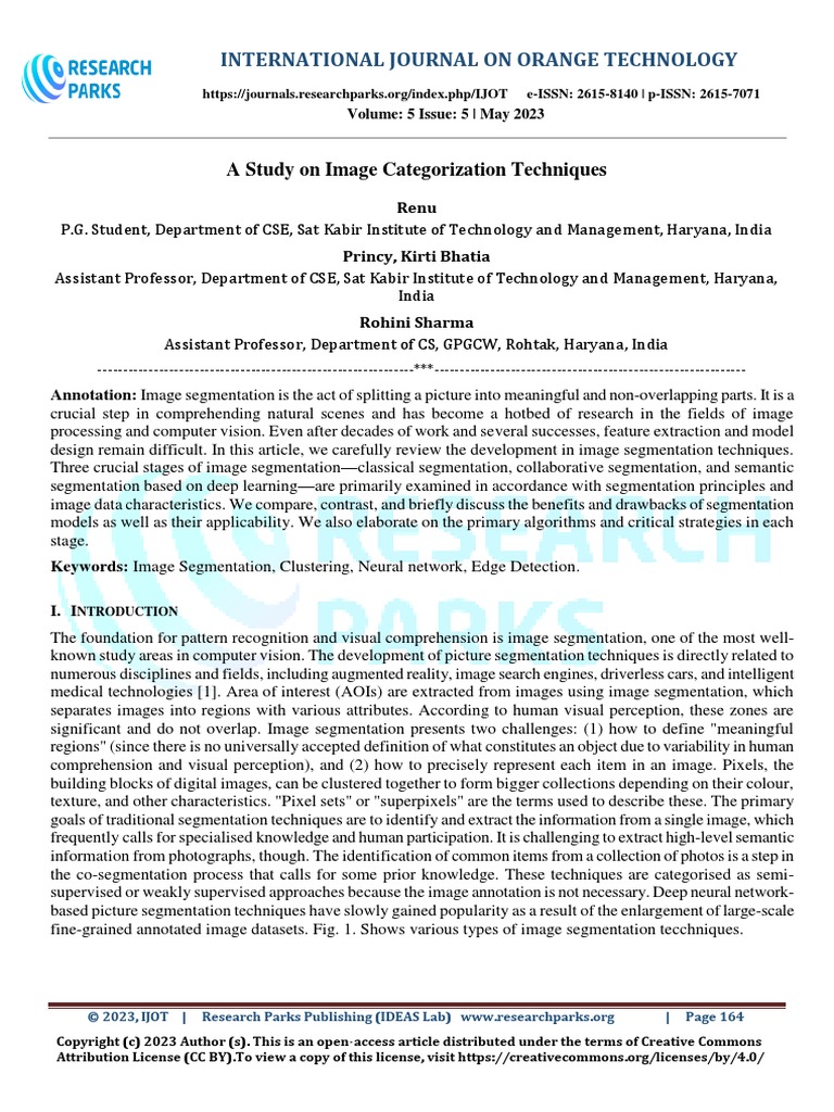 A Study On Image Categorization Techniques | Download Free PDF | Image Segmentation | Cluster ...