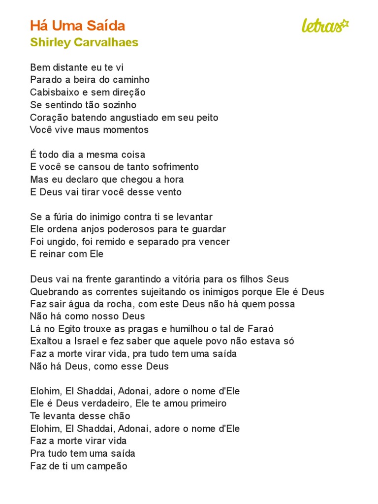 HÁ UMA SAÍDA - Shirley Carvalhaes (Impressão) | PDF