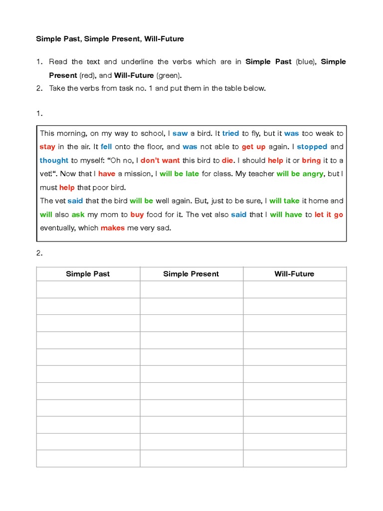 Simple Past, Simple Present, Will-Future (Lösung) | PDF