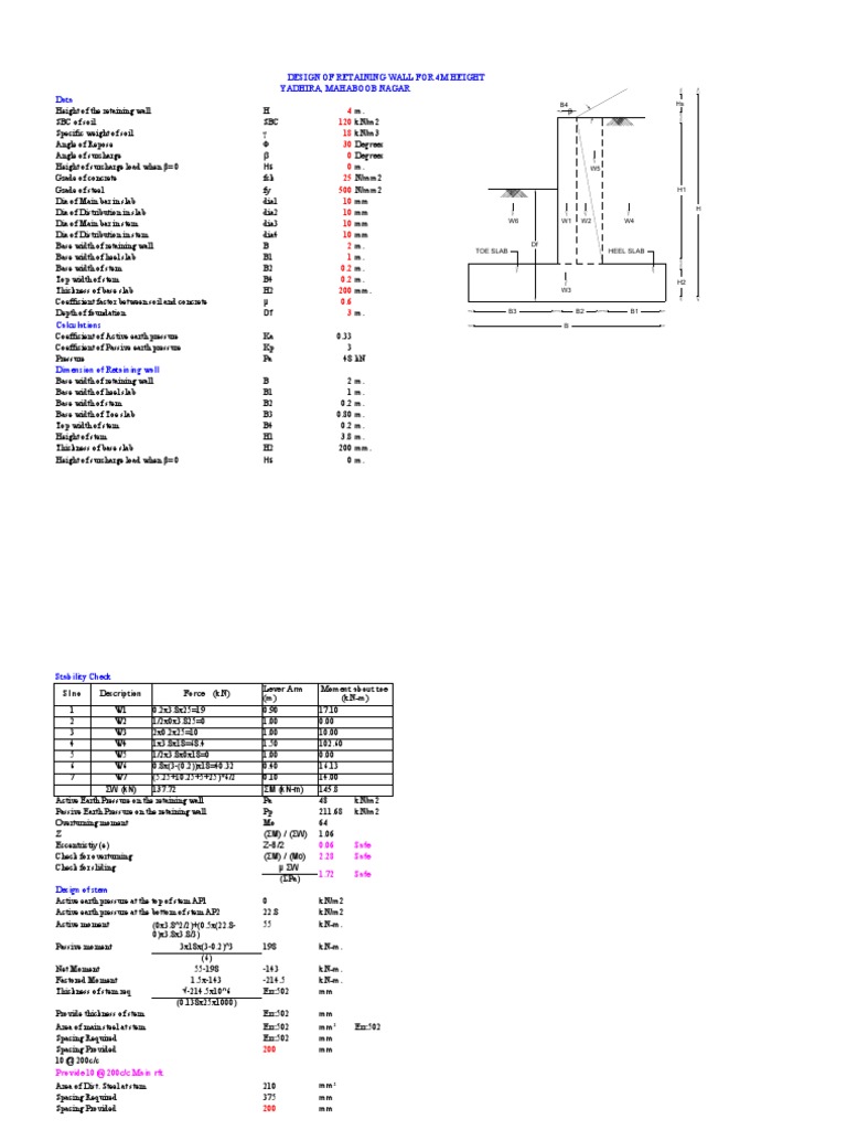 Retaining Wall 5M | PDF