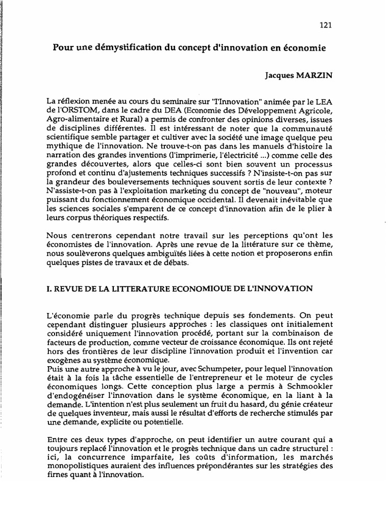 Pour Une Demystification Du Concept Dinnovation e | PDF