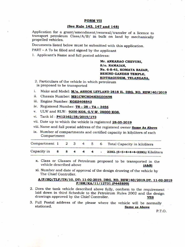 Form Vii Part A | PDF