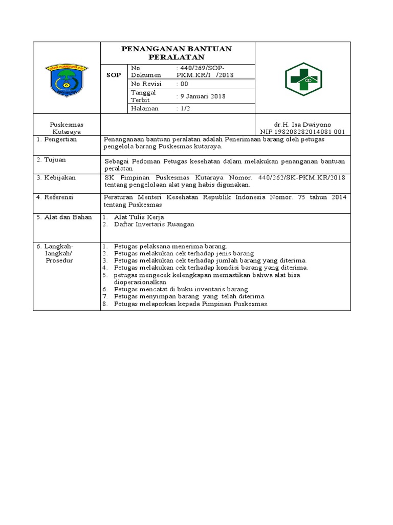 SOP. (S) (Dem) Penanganan Bantuan Alat Print | PDF