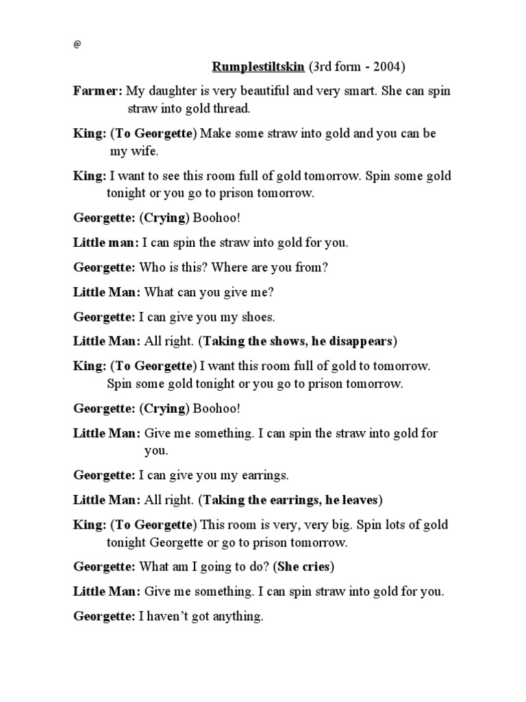 Rumplestiltskin: A Fairy Tale Retelling | PDF