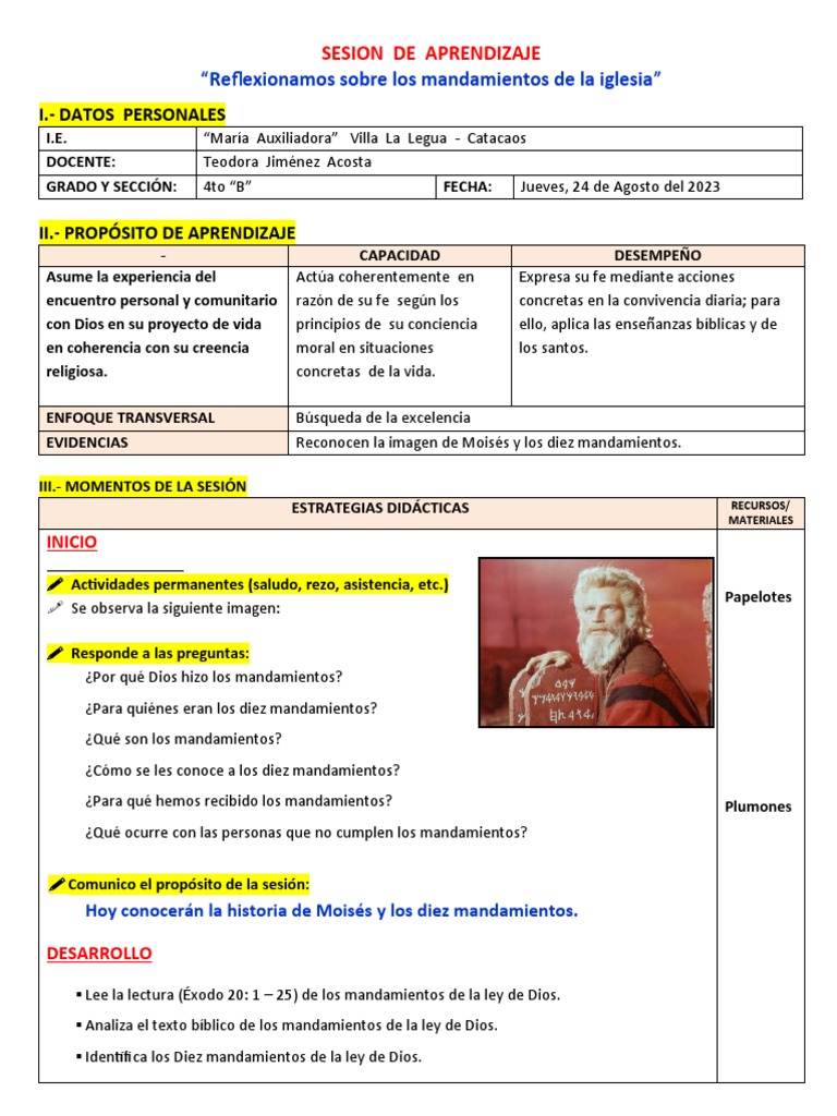 Sesion Los Mandamientos | PDF | Diez Mandamientos | Dios