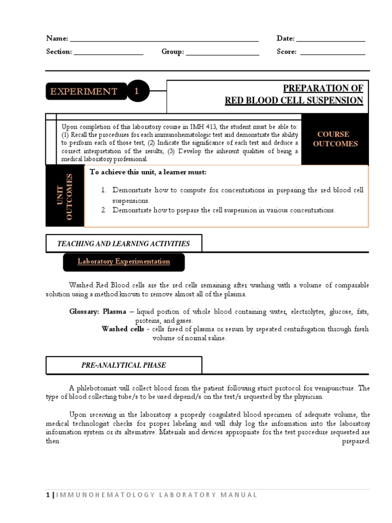 IMH Laboratory Manual | PDF | Blood Type | Histology