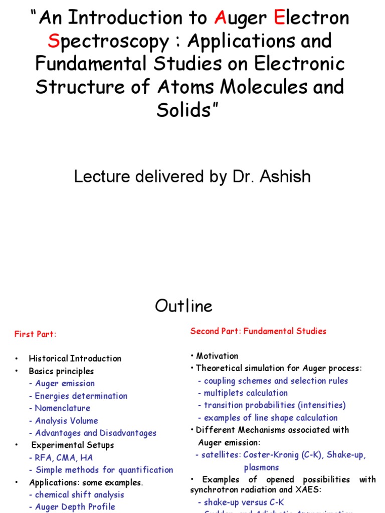 Auger Electron Spectroscopy Guide | PDF | Quantum Mechanics | Chemistry