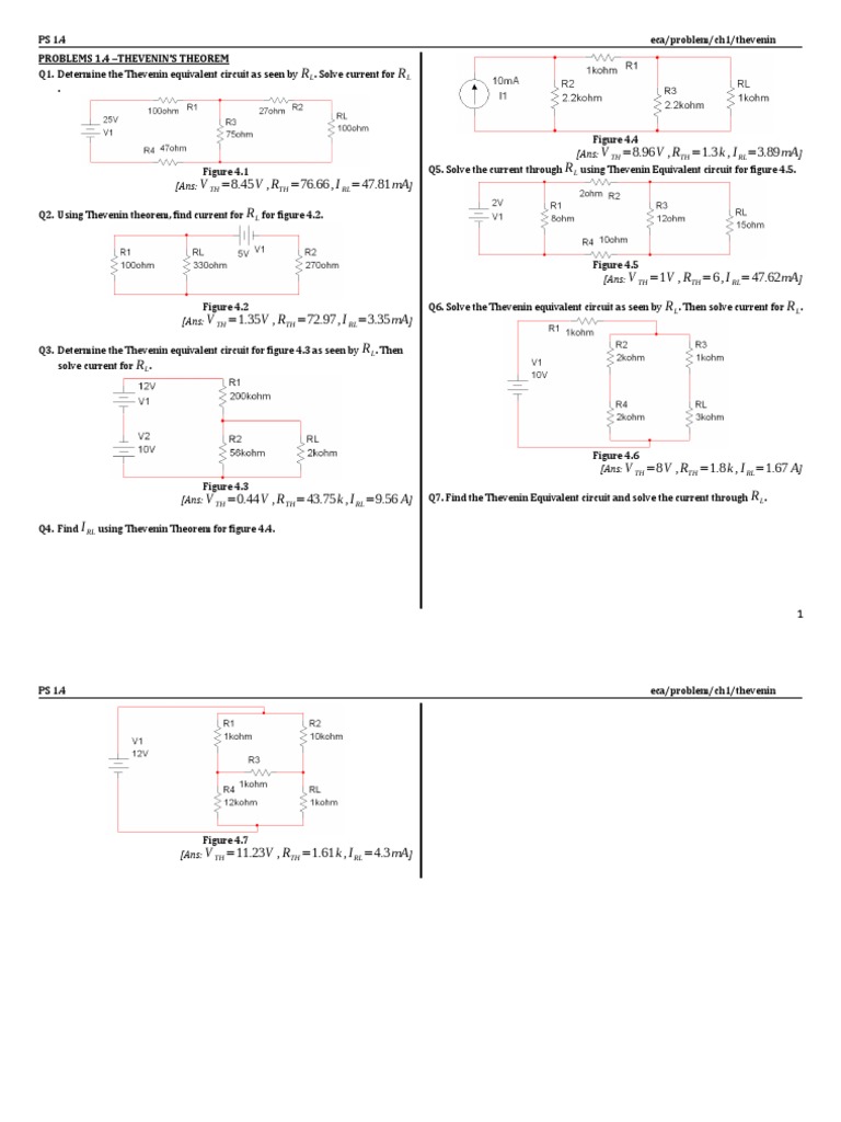 PROBLEMS 1.4-Thevenin Analysis | PDF | Electrical Circuits | Computer ... PROBLEMS 1.4-Thevenin Analysis | PDF | Electrical Circuits | Computer ...
