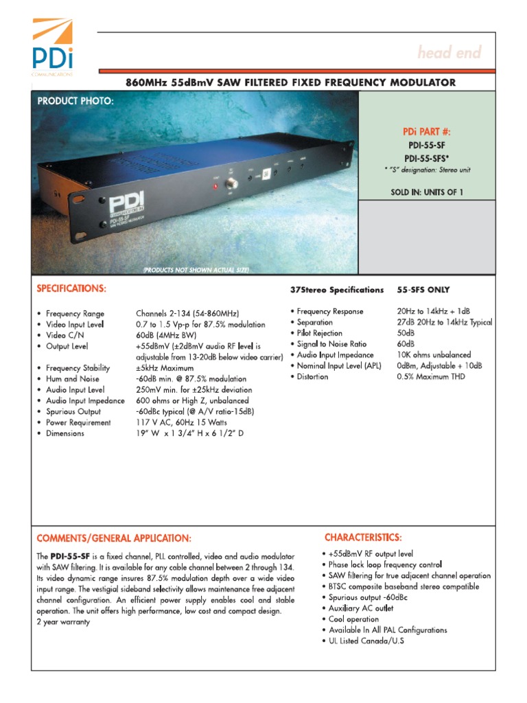 PDI 55 SF Analog Modulator | PDF