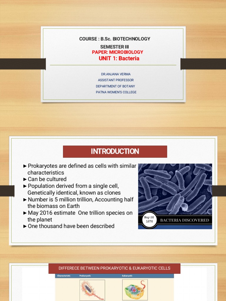 UNIT 1: Bacteria: Course: B.Sc. Biotechnology Semester Iii | PDF ...