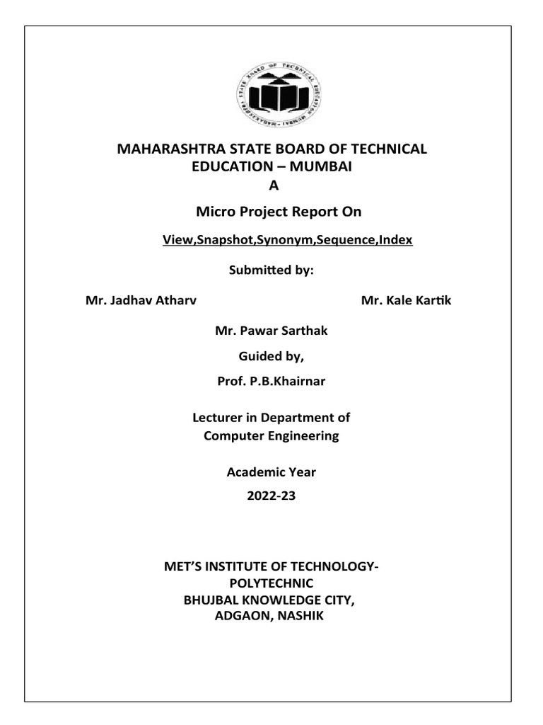Database Mangement System Microproject Group No 6 | PDF | Databases | Database Index