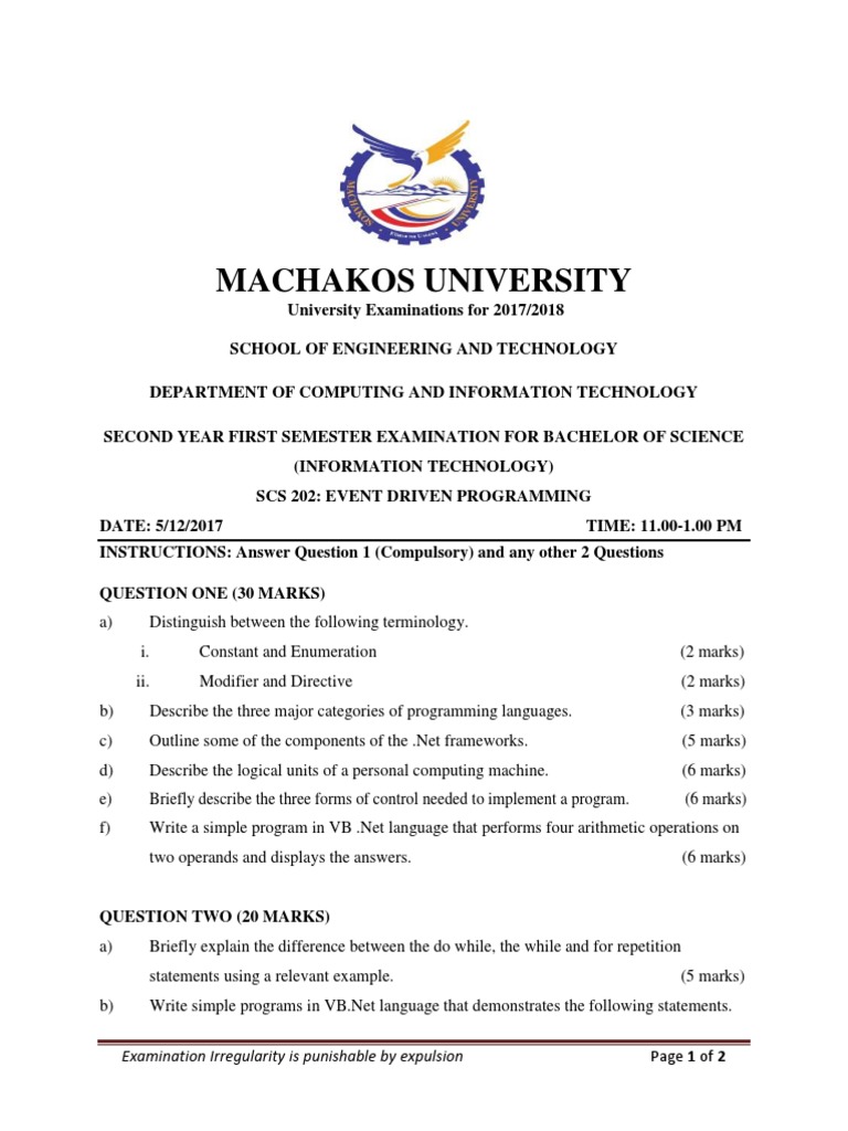 Event Driven Prog EXAM | Download Free PDF | Computer Program | Programming