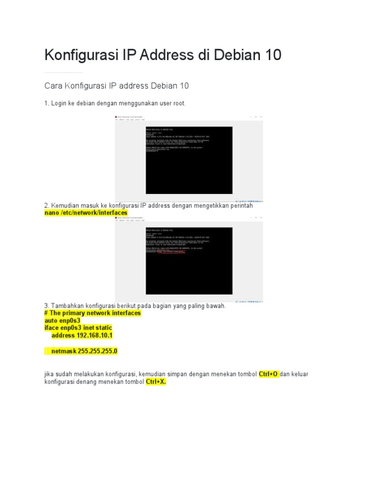 Konfigurasi IP Address Di Debian 10 Dan Hostname | PDF | Komputer