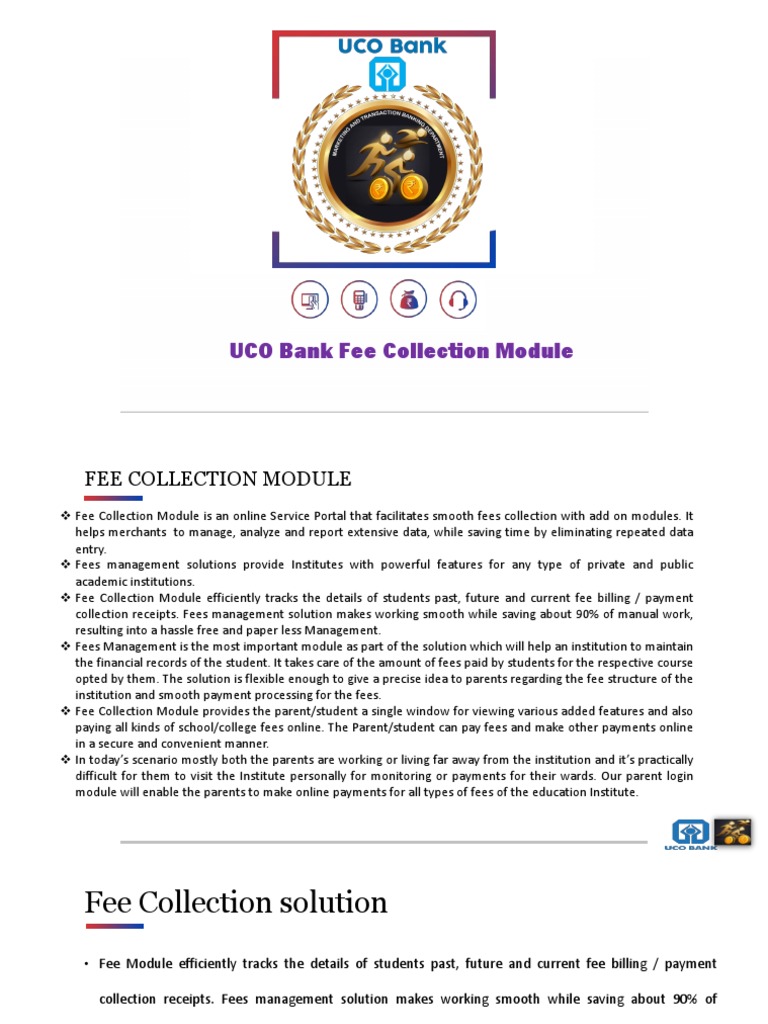 Education PPT - UCO Bank Fee Collection Module | PDF | Payments | Credit Card
