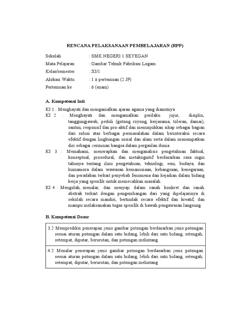 Rencana Pelaksanaan Pembelajaran (RPP) | PDF