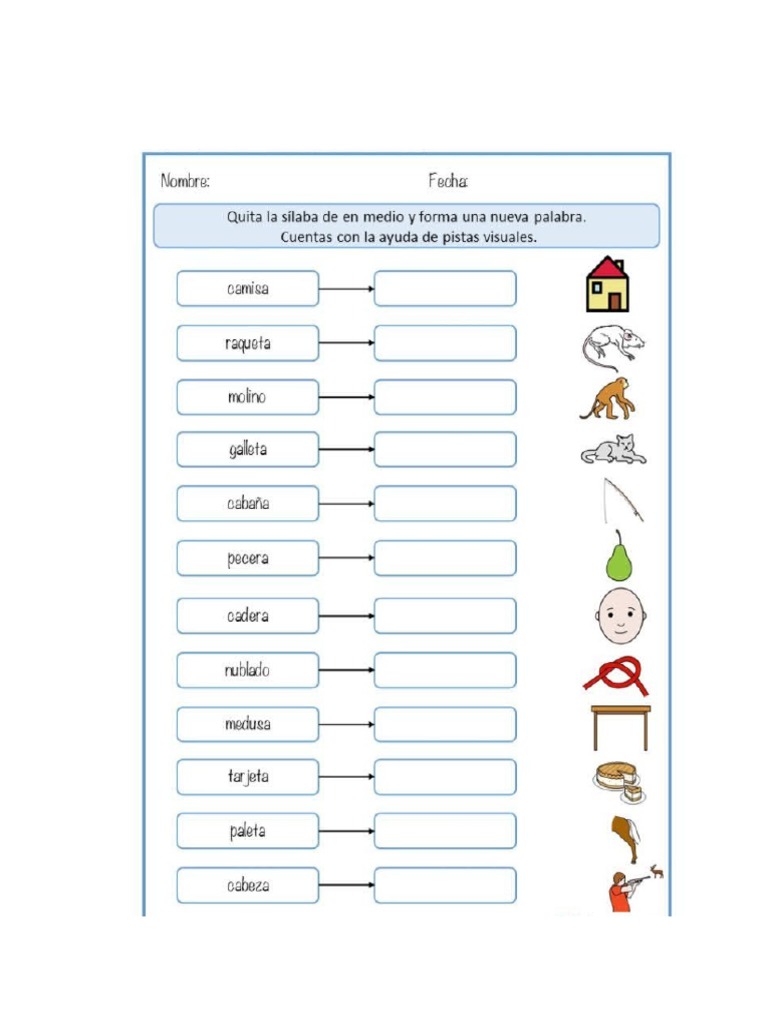 Actividad Omision de Silabas | PDF