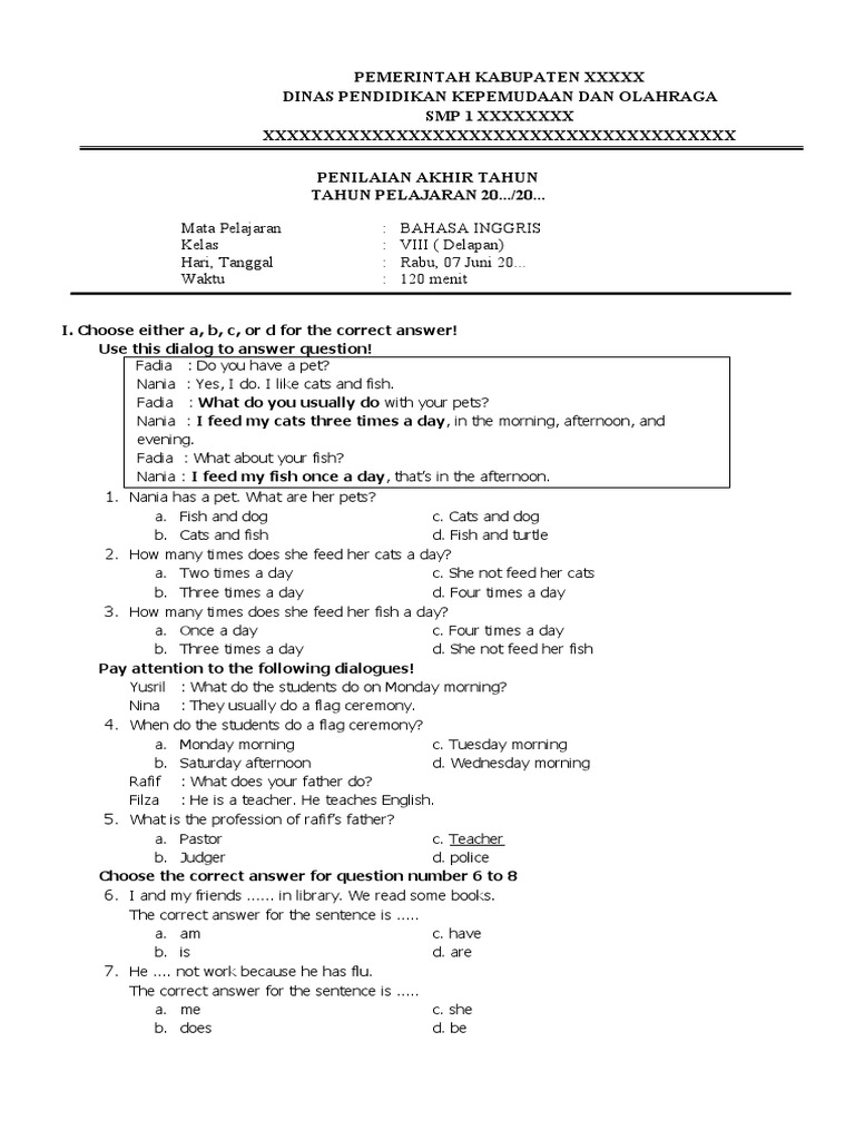 Soal Pat Kelas 8 Bahasa Inggris | PDF Soal Pat Kelas 8 Bahasa Inggris | PDF