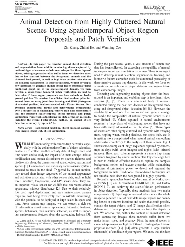 Animal Detection From Highly Cluttered Natural Scenes Using Spatiotemporal Object Region ...