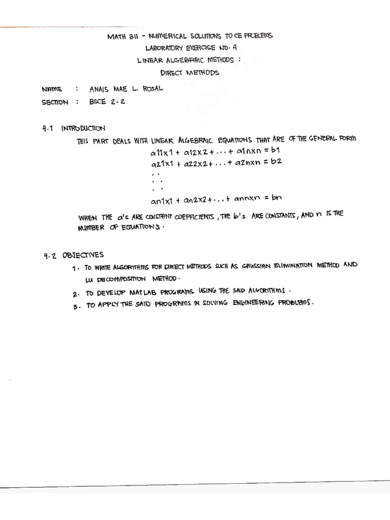 Rosal Math311 Ce2-2 Laboratory Exercise No4. | PDF