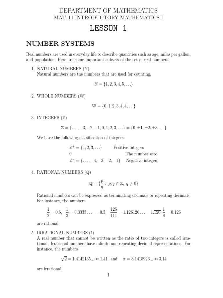 MAT111 Lesson 1 | PDF | Teaching Methods & Materials