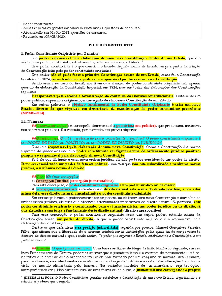 Ponto 02. Poder Constituinte. | PDF