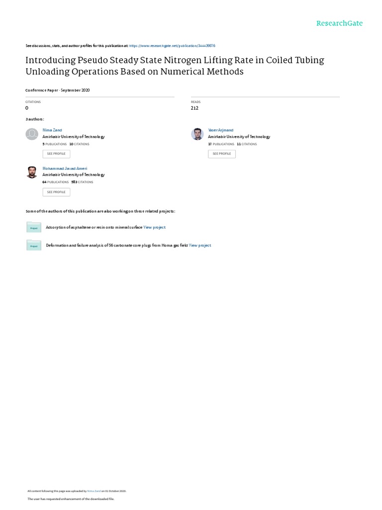 Introducing Pseudo Steady State Nitrogen Lifting Rate in Coiled Tubing ...