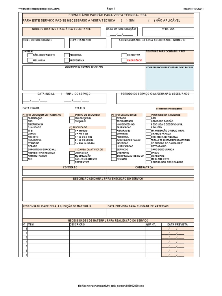 Formulário de Visita Técnica | PDF