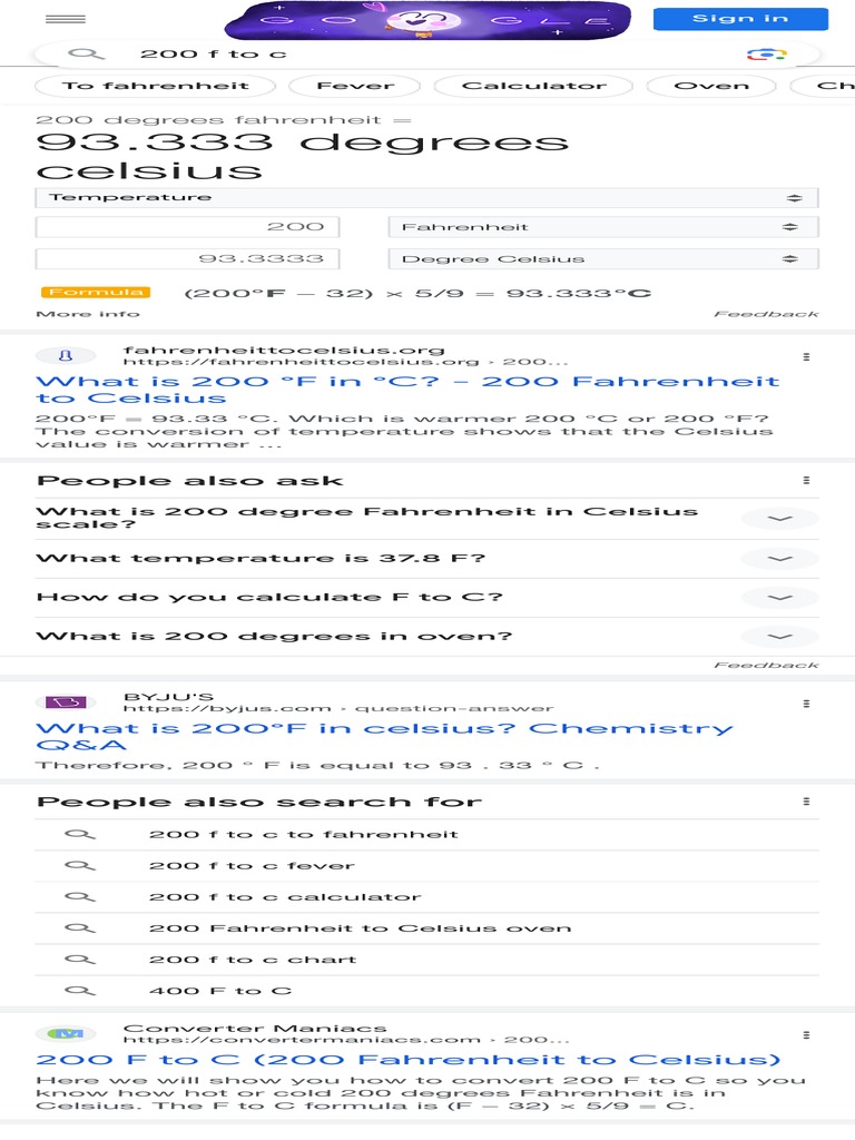 200°F to Celsius Conversion Guide | PDF