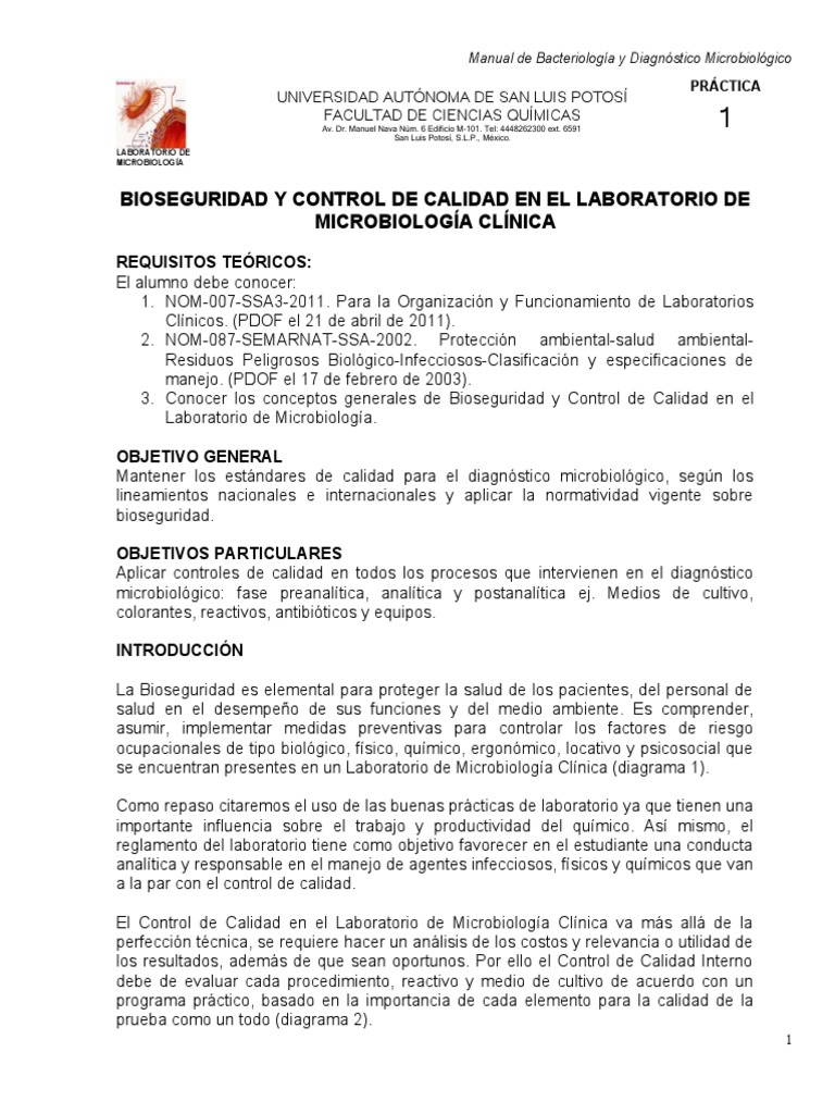 Practica 1 - Bioseguridad y Control de Calidad | PDF