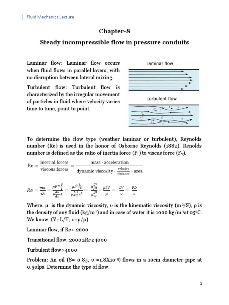Lecture Note Chap 8 - Mid | PDF | Fluid Dynamics | Reynolds Number