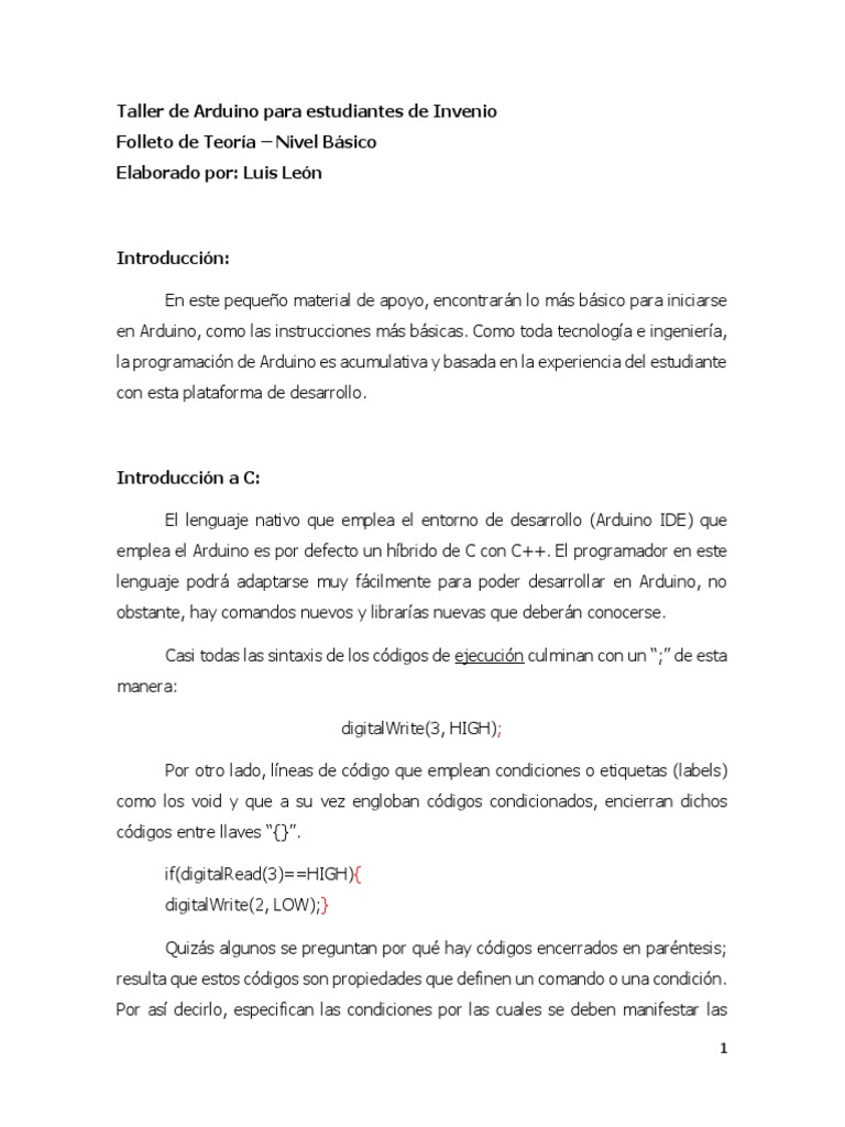 Folleto de Teoría Básico | PDF | Lenguaje de programación | Arduino