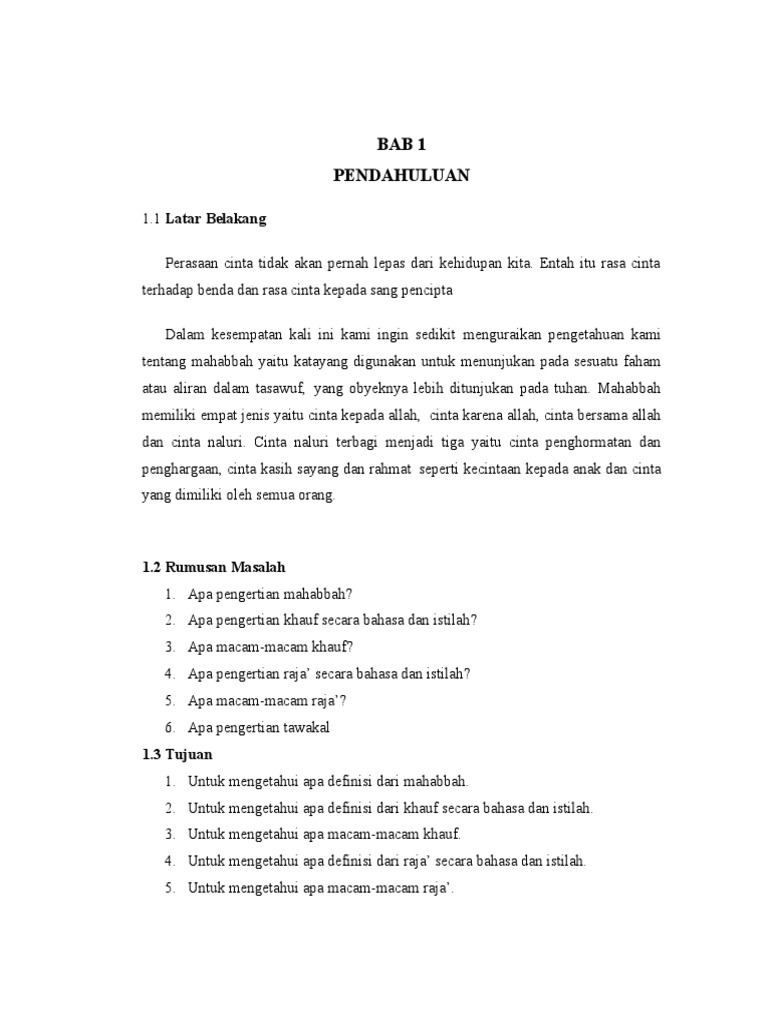 MAHABBAH KHAUF DAN RAJA Docx | PDF