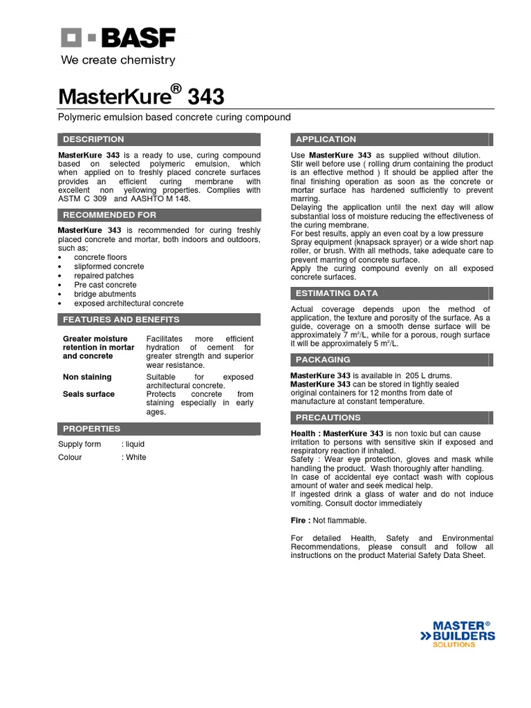 Basf MasterKure 343 tds-371896 | PDF