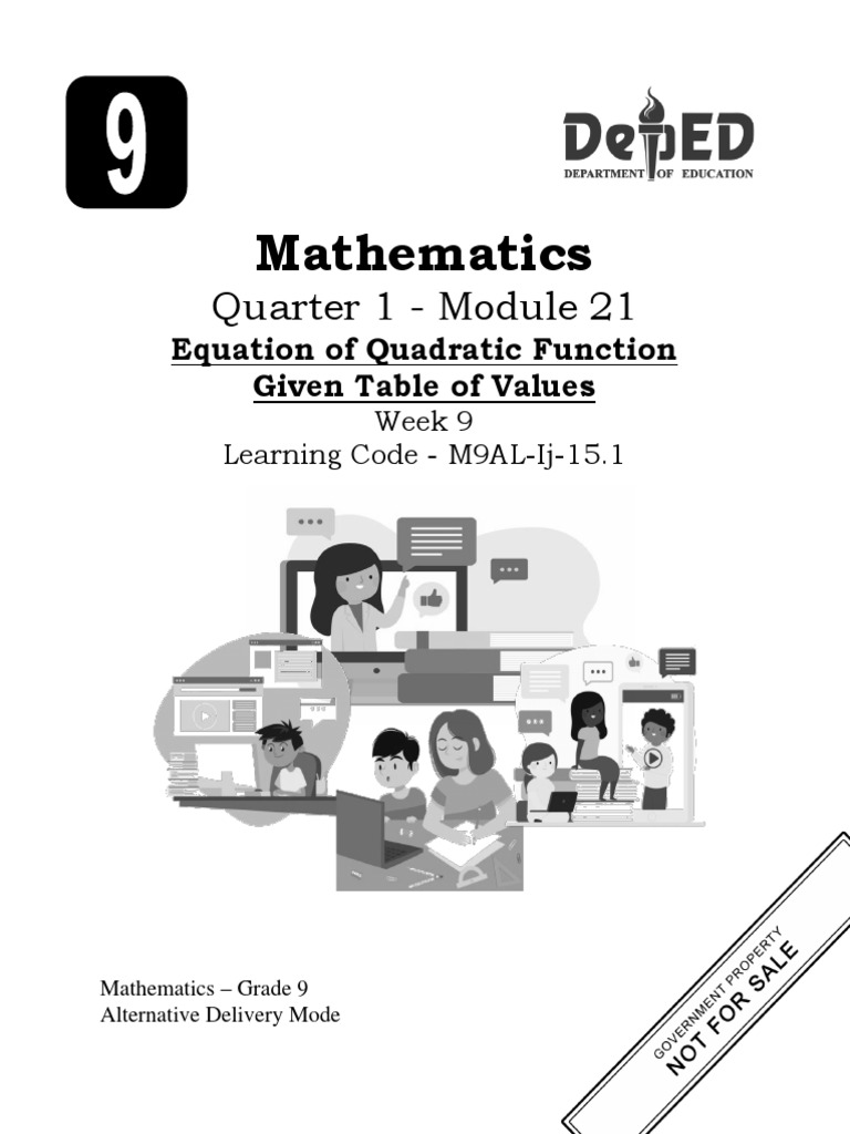 Math 9 - Q1 - Mod21 | PDF | Quadratic Equation | Equations