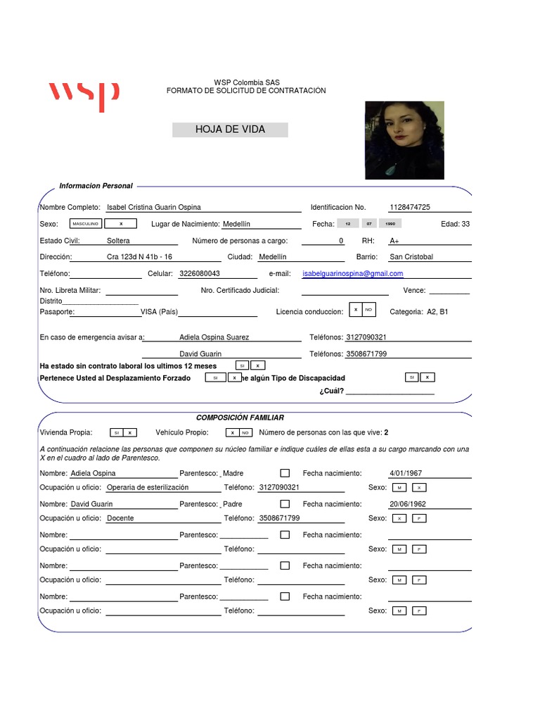 Formato Hoja de Vida Corporativa - IG2 | PDF