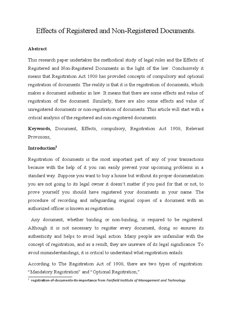 Effects of Registered Document | PDF | Mortgage Law | Deed