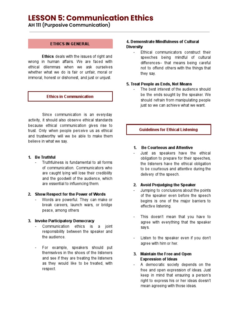 5 - Communication Ethics | PDF