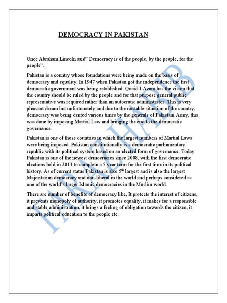 Democracy in Pakistan | PDF
