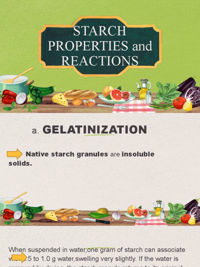 Starch Properties and Reactions Explained | PDF | Starch | Hydrolysis