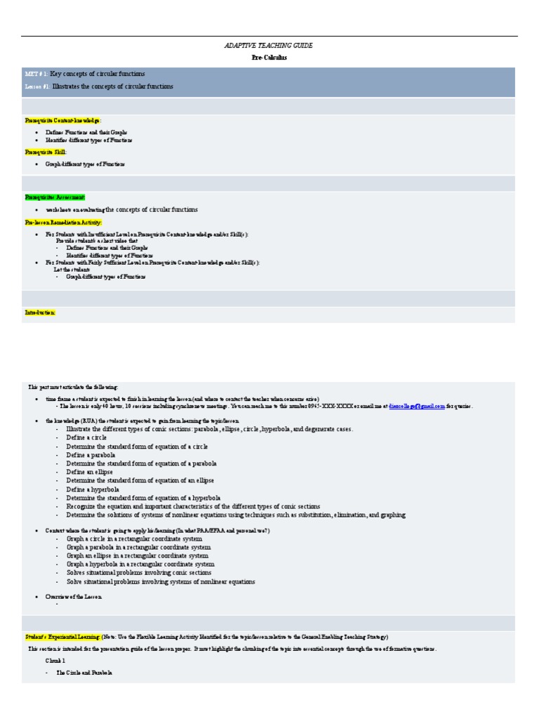 ATG Pre-Cal | PDF | Trigonometric Functions | Ellipse