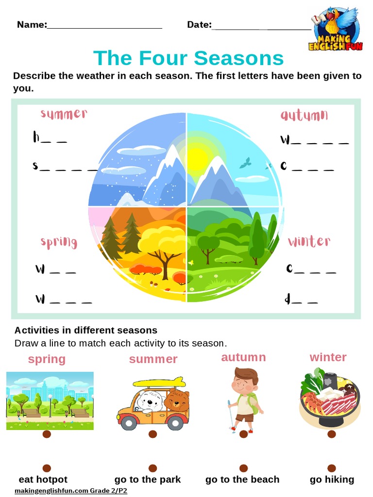 P.2 The Four Seasons 6 Worksheet | PDF