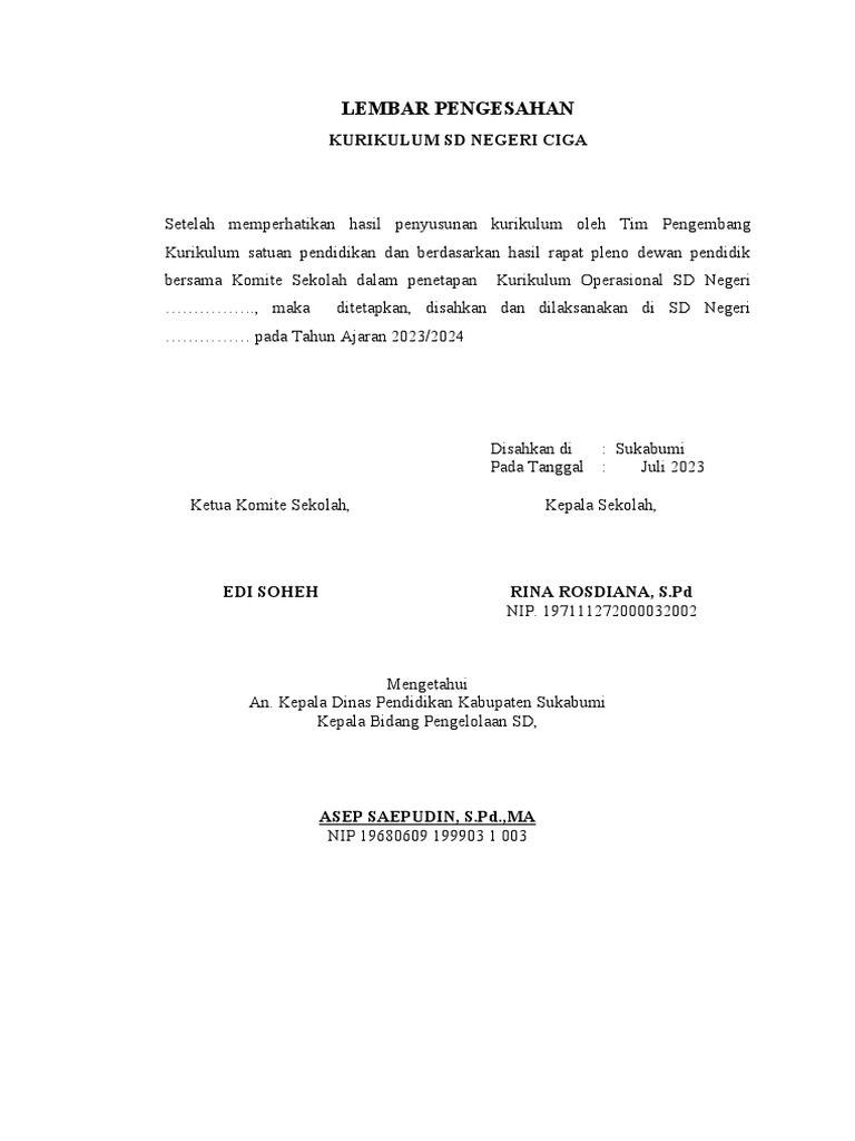 Lembar Pengesahan Kosp 2023 | PDF