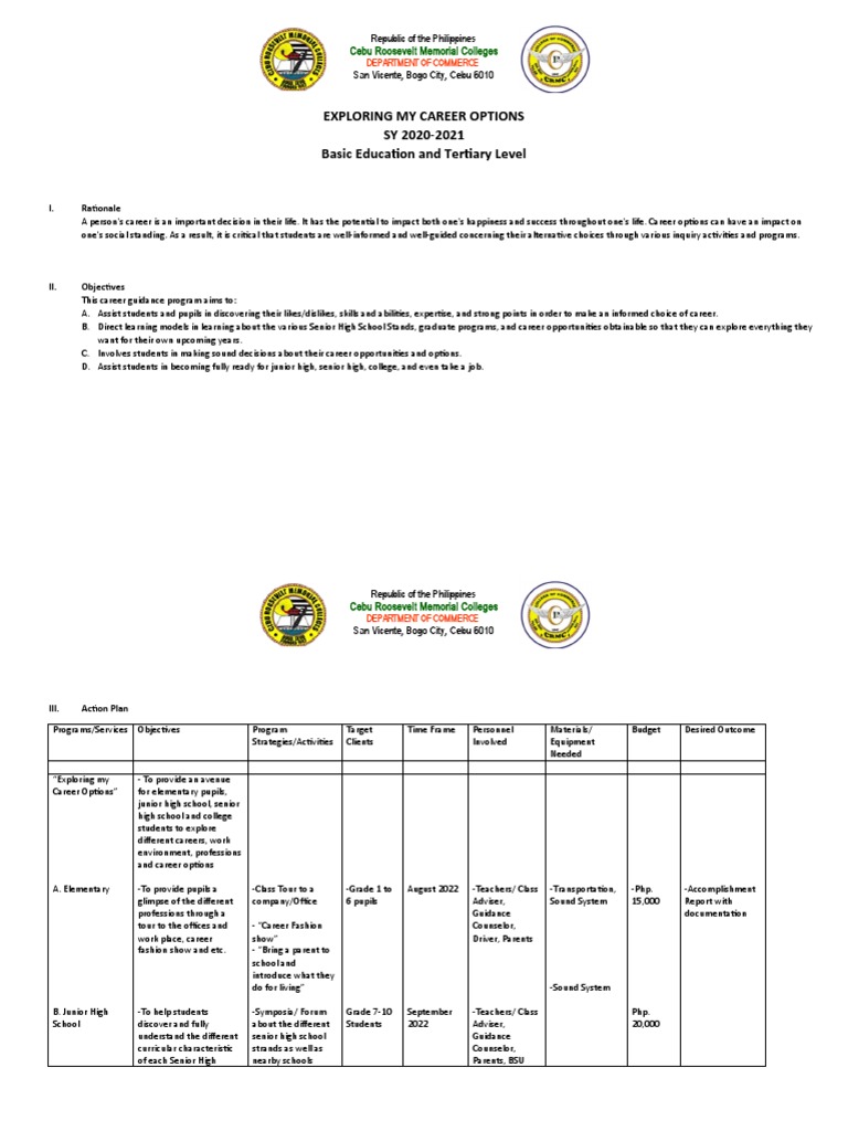 Career Guidance Program | PDF | Learning | Behavior Modification