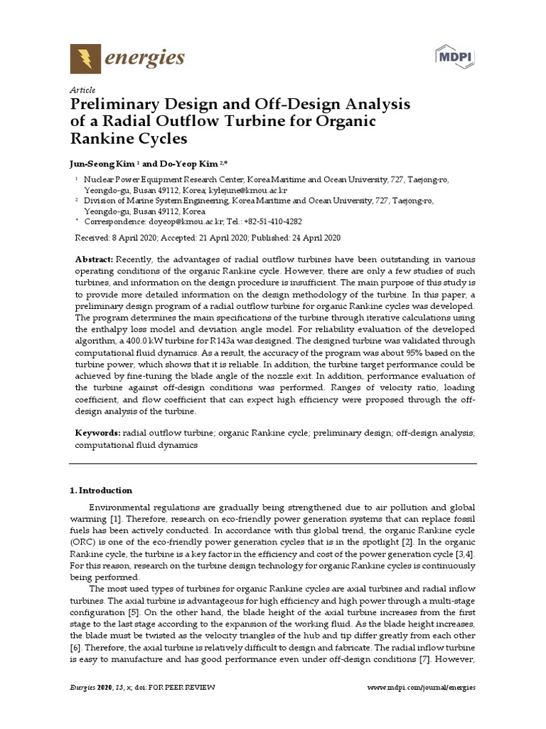 Preliminary Design and Off-Design Analysis of A Ra | PDF