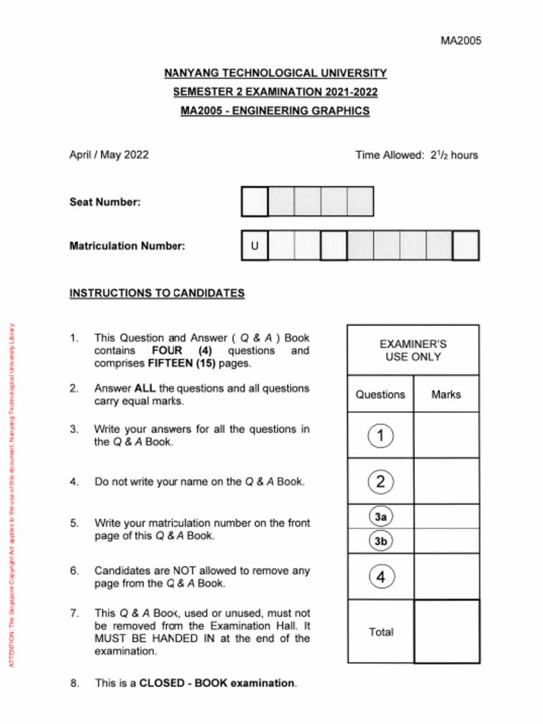 MA2005 2021-2022 Semester 2 | PDF